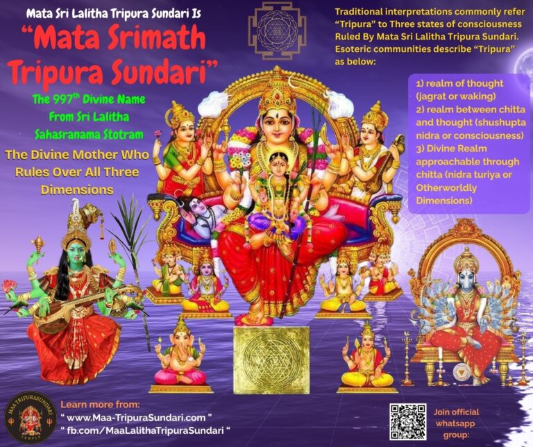 Mata Sri Lalitha Tripura Sundari Is “Mata Srimath Tripura Sundari” The ...