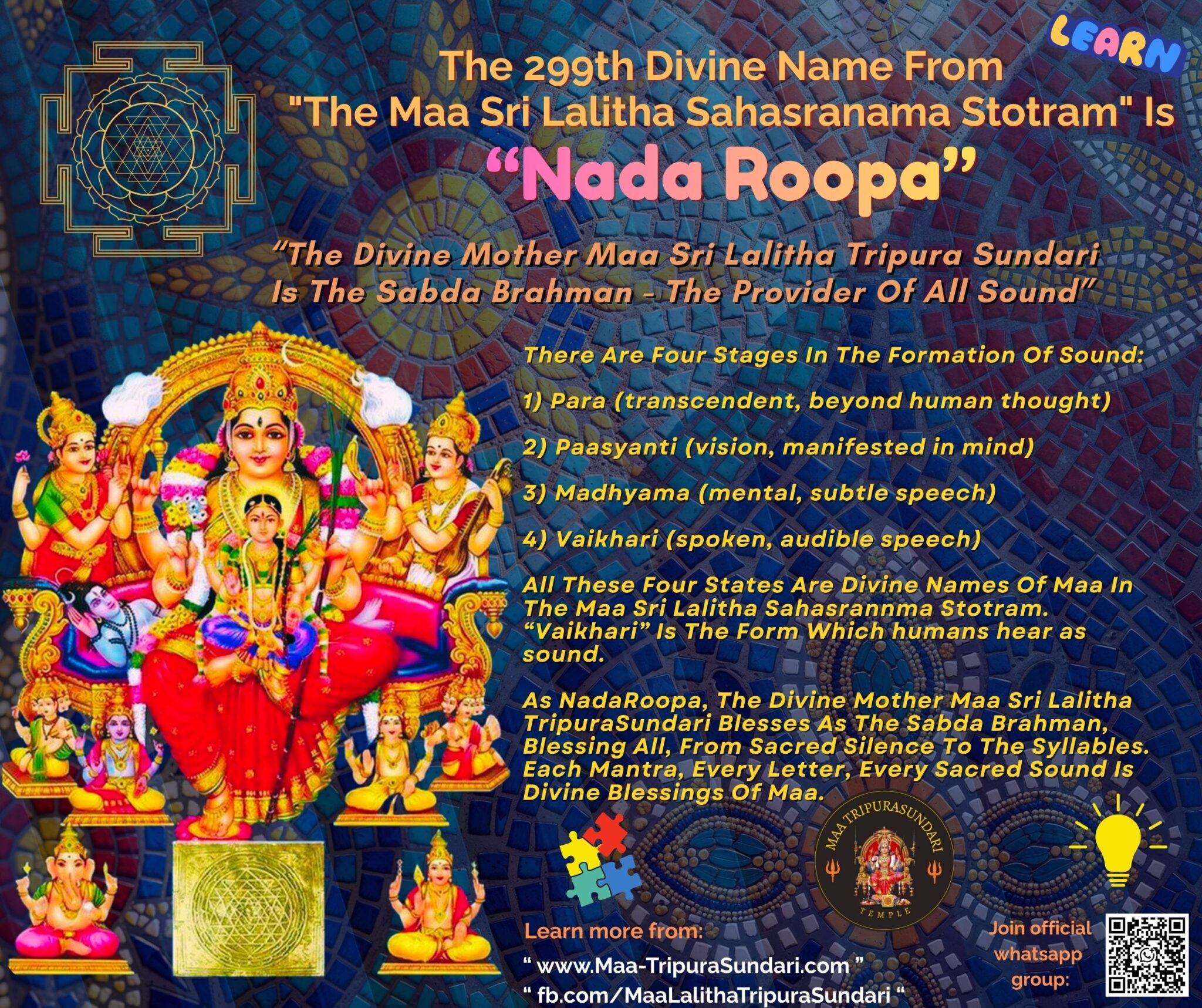 The 299th Divine Name From “The Maa Sri Lalitha SahasraNama Stotram” Is ...