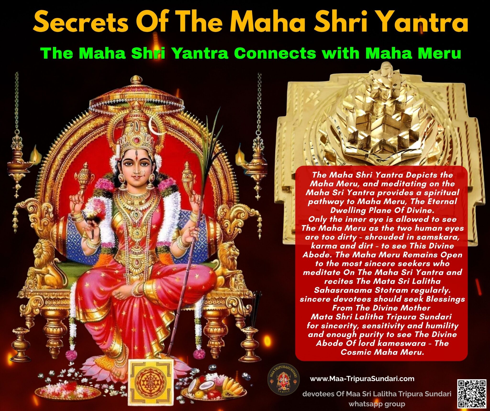 The Maha Shri Yantra Connects with Maha Meru – Maa Sri Lalitha Tripura Sundari Temple